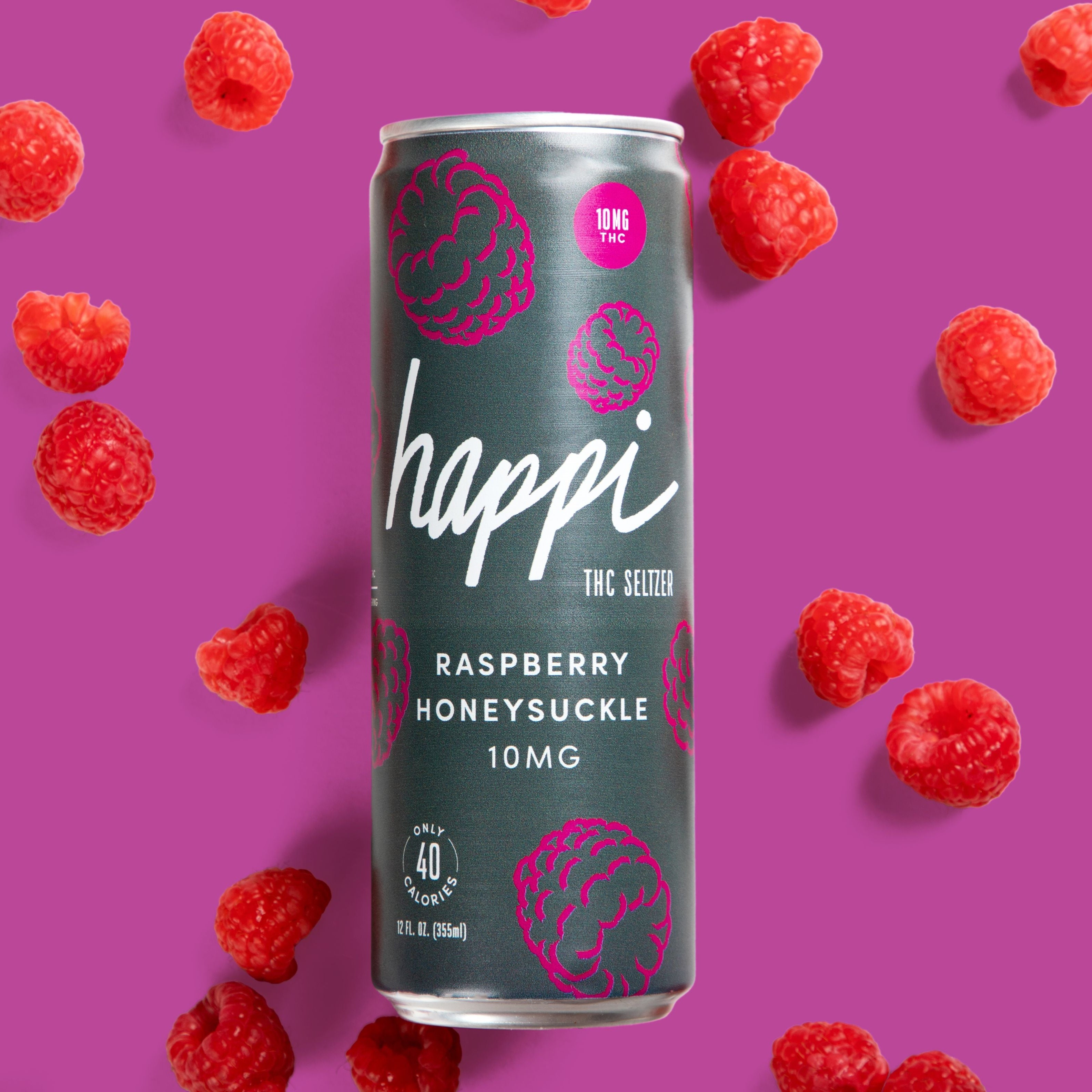 Happi | Raspberry Honeysuckle 10mg THC-Infused Seltzer